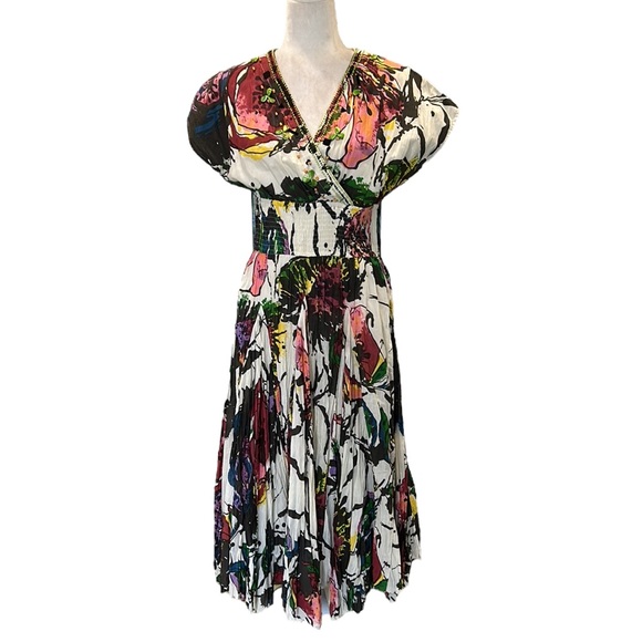 Vintage | Dresses | Vintage Sandy Starkman Floral Beaded Peasant Boho ...